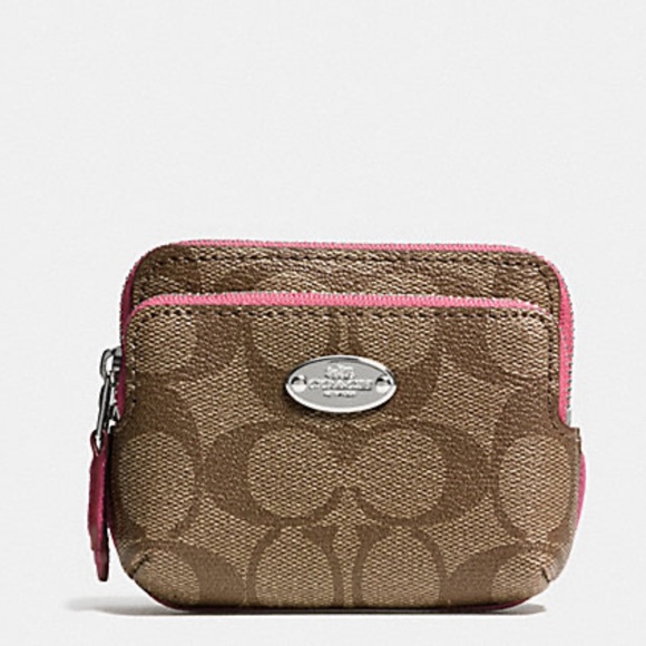 Coach | Bags | Coach Double Zip Coin Wallet In Signature Canvas | Poshmark